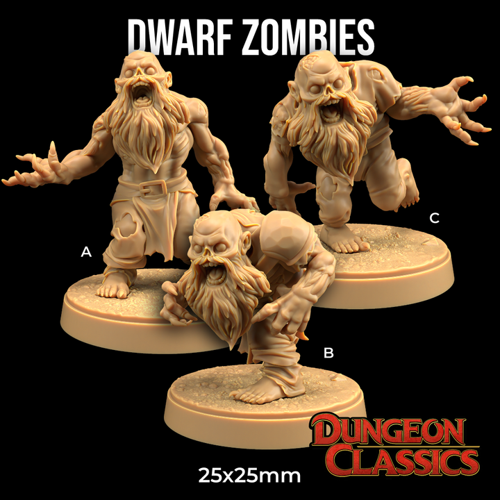 3D Printable Dwarf Zombies | PRESUPPORTED | Dungeon Classics by Dungeon ...