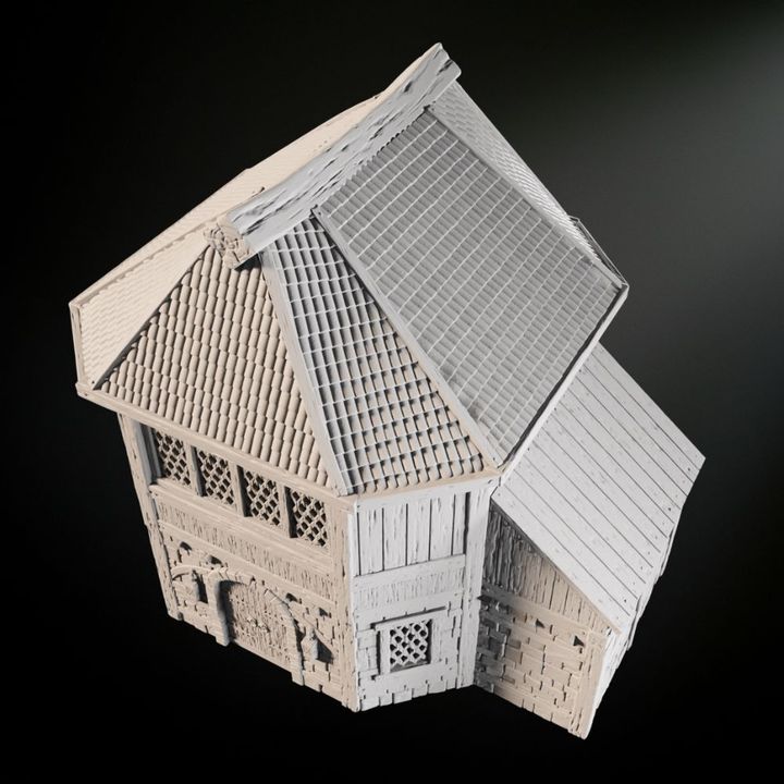 3D Printable Fantasy Medieval Library Building by WargamesCo