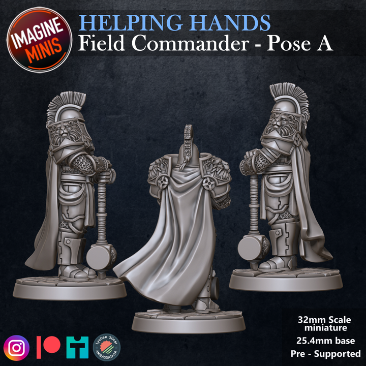 3D Printable Helping Hands 2 - Field Commander A by Imagine Minis