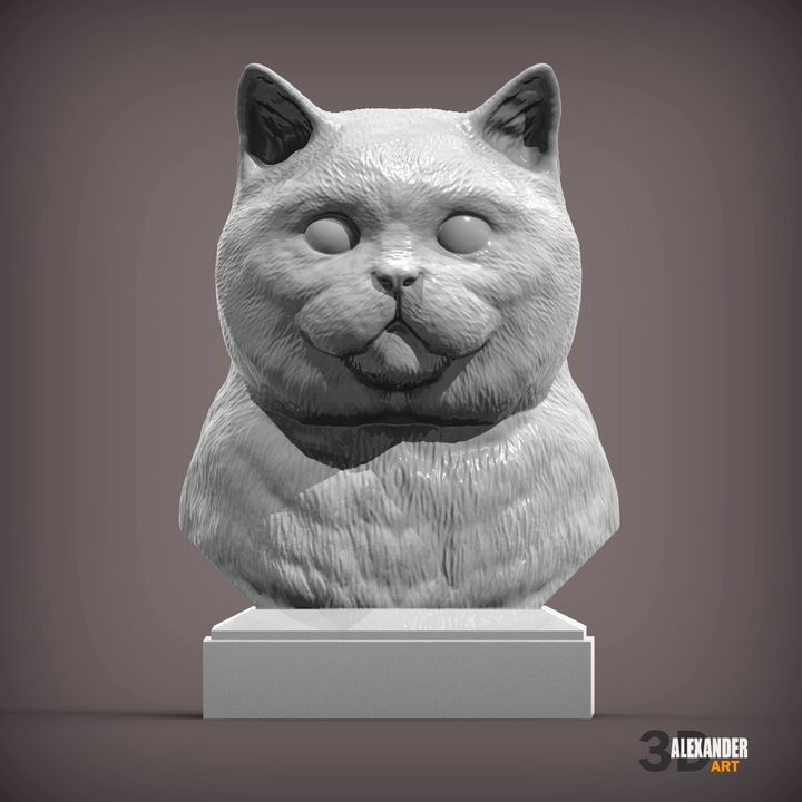 3D Printable British Shorthair Cat Bust by Alexander3dart