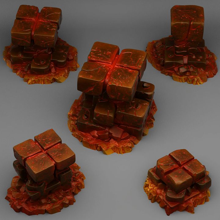 3D Printable MYSTERIOUS MAGMA CUBES by Fantastic Plants And Rocks