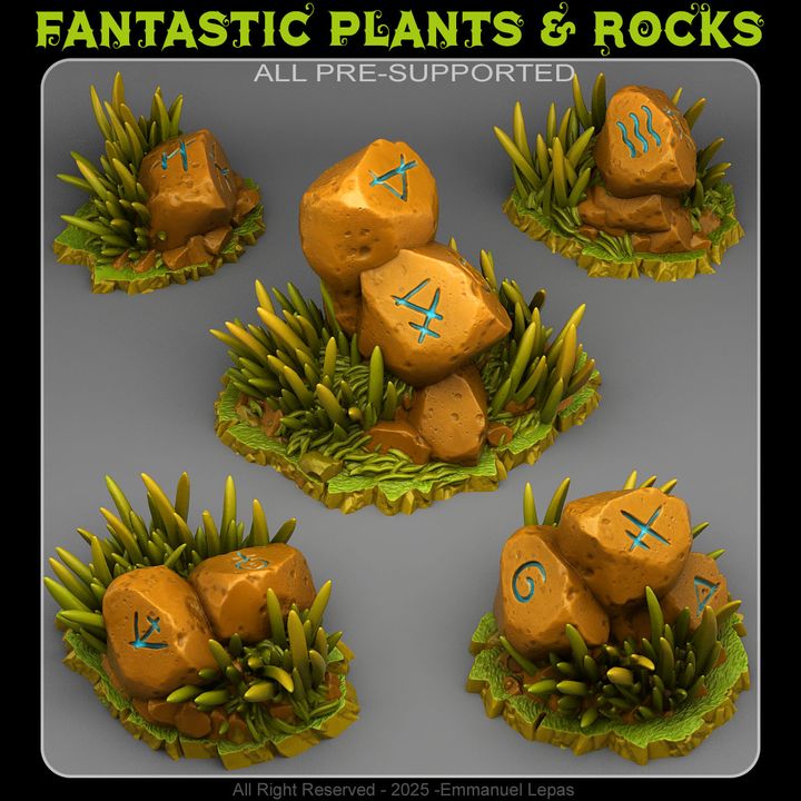 3D Printable RUNIC STONES by Fantastic Plants And Rocks