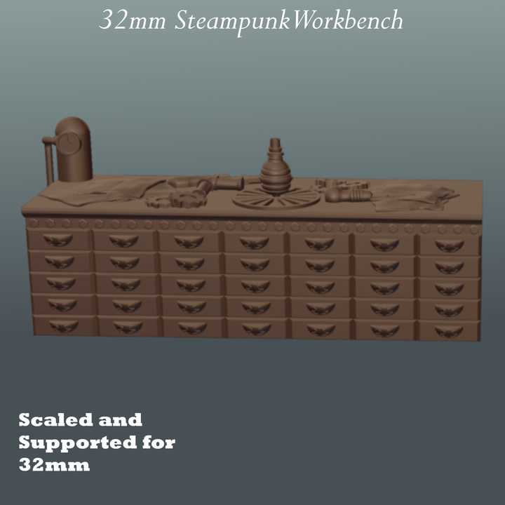 3D Printable 32mm Steampunk Scatter Terrain Cluttered Worbench ...
