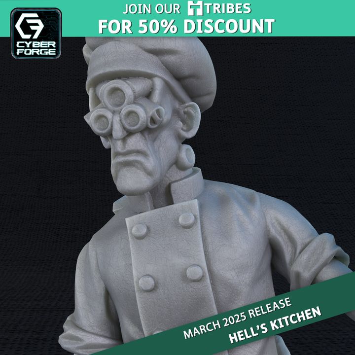 3D Printable Chef Bolton - Hells Kitchen - Cyber Forge Miniatures March ...