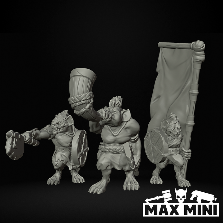 3D Printable Gnoll Shield Warrior Command by Max Mini