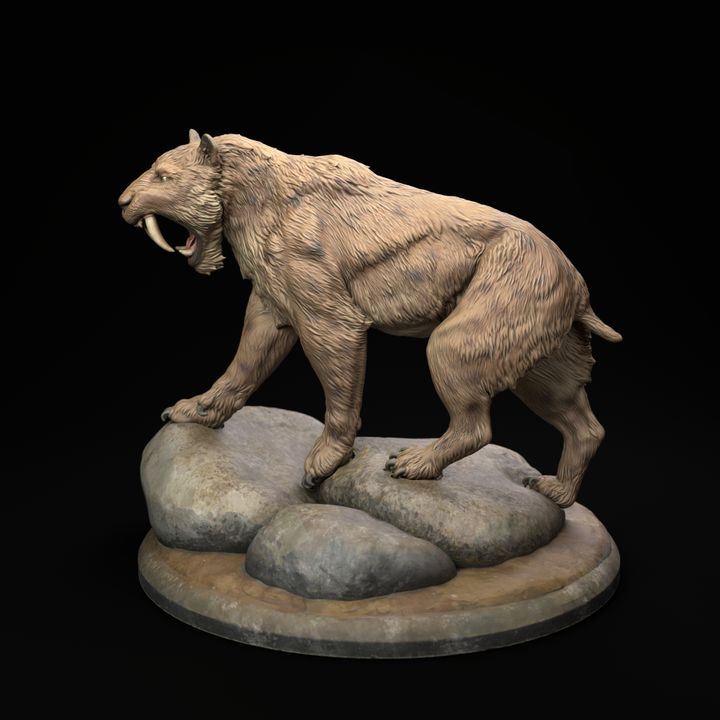 3D Printable Smilodon Populator 32mm scale pre-colored prehistoric ...