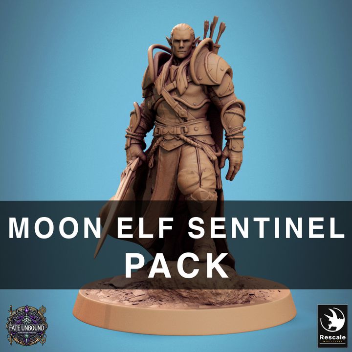 3D Printable Pack Moon Elf Sentinel by Rescale Miniatures