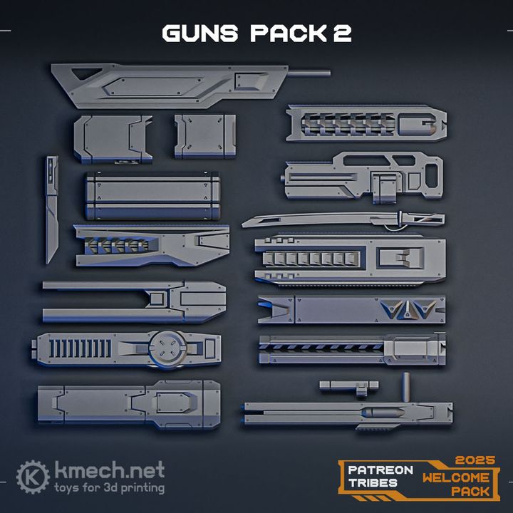 3D Printable GUNS PACK 2 by Kmech