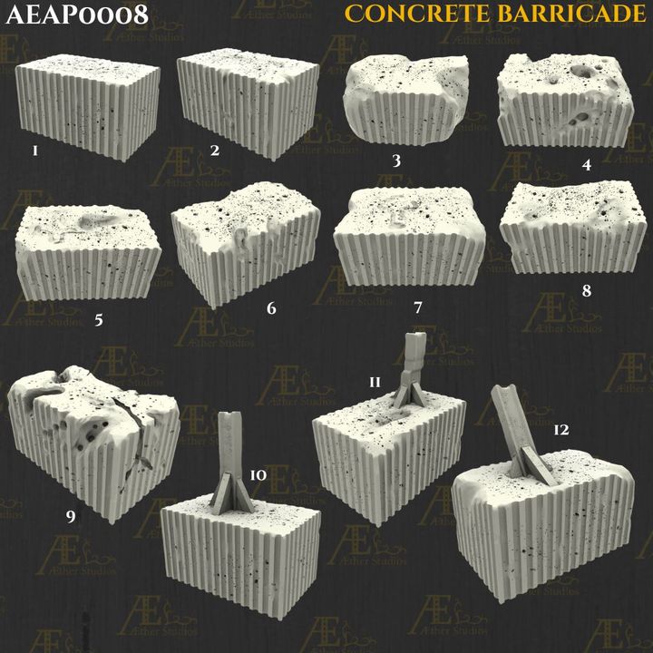 3D Printable AEAP0008 - Concrete Barricades by Aether Studios