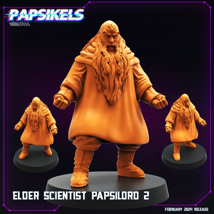 3D Printable ELDER SCIENTIST PAPSILORD by PAPSIKELS MINIATURES
