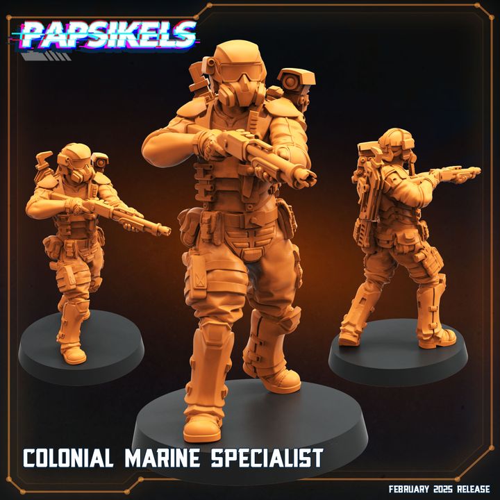 3D Printable COLONIAL MARINE SPECIALIST by PAPSIKELS MINIATURES