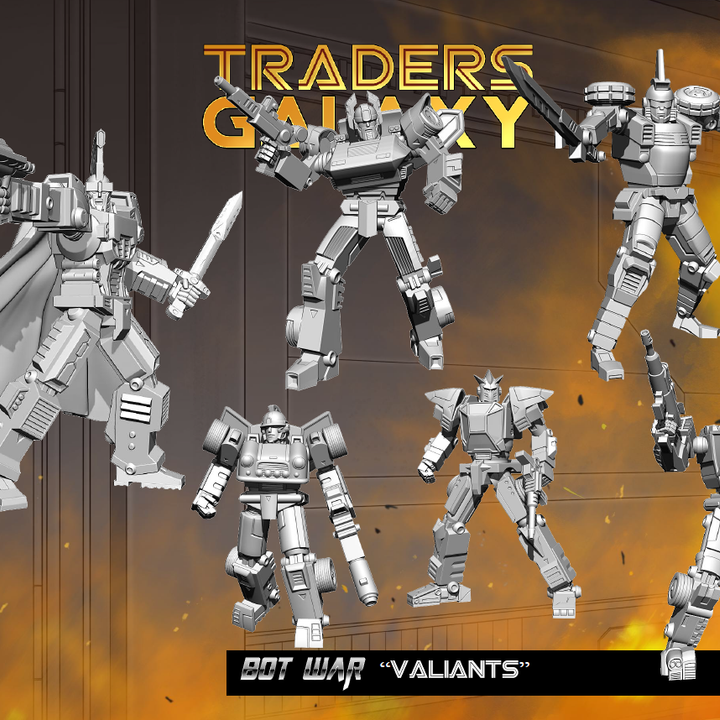 3D Printable Bot War Valiants by Traders Galaxy Miniatures and Games