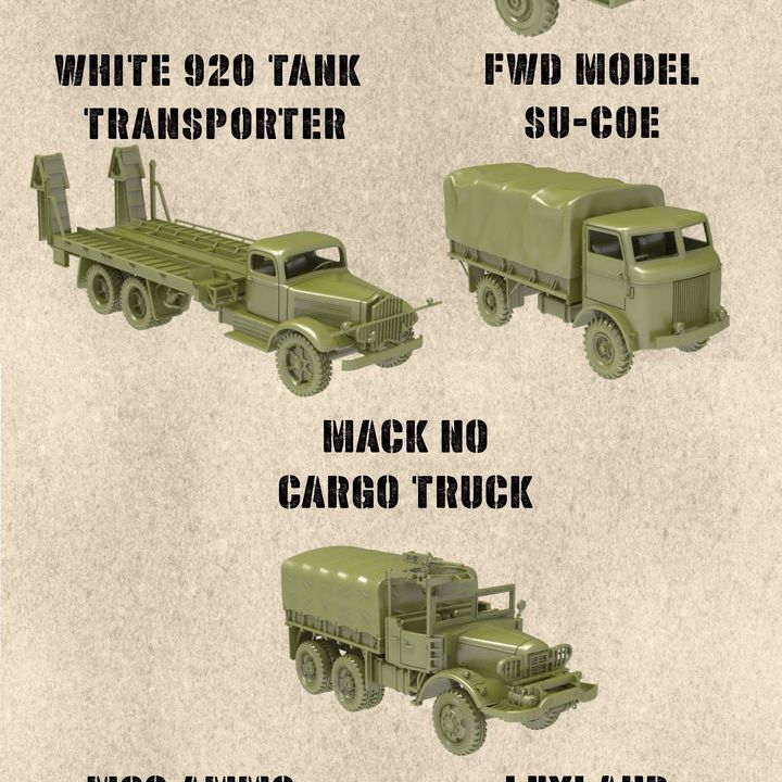 3D Printable STL PACK - 15 HEAVY TRANSPORTERS+TRAILERS of WW2 (Volume 1 ...