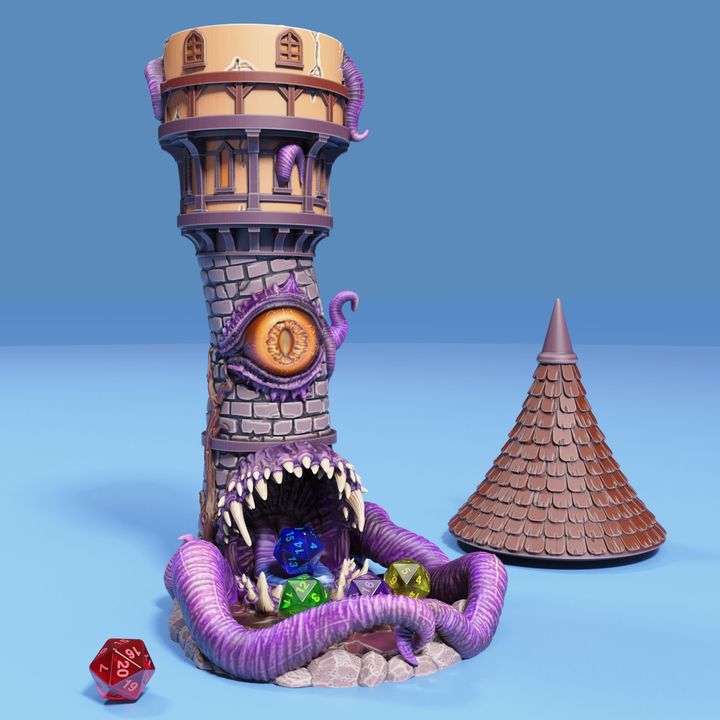 3D Printable Mimic Watch Tower / Medieval Dice Tower / RPG Game Item ...