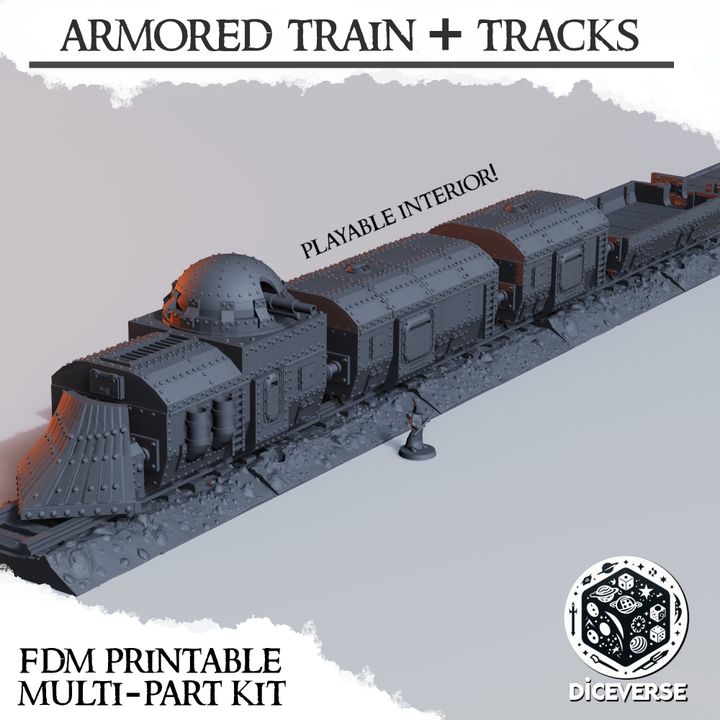 3D Printable Armored Train by Diceverse