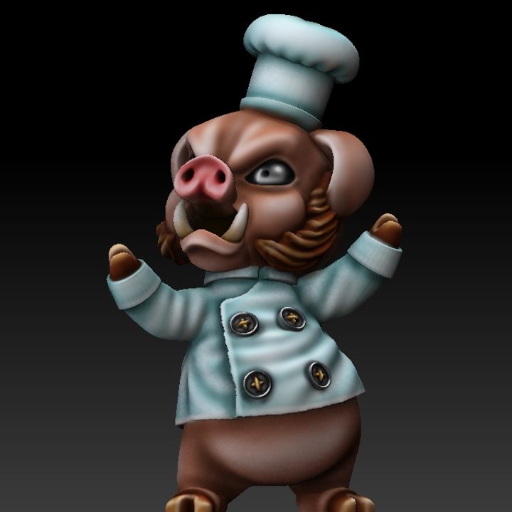 3D Printable Cooking Boar Colored by Crosslances