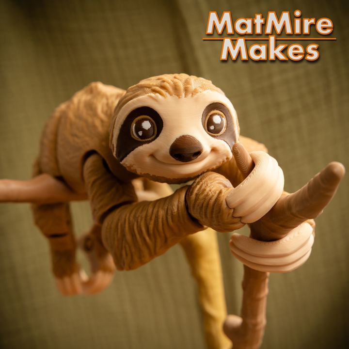 3D Printable Sloth plus Tree display, Articulated fidget figure, 3mf ...