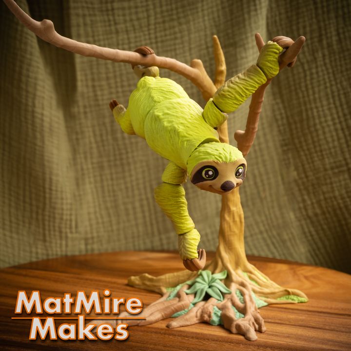 3D Printable Sloth plus Tree display, Articulated fidget figure, 3mf ...
