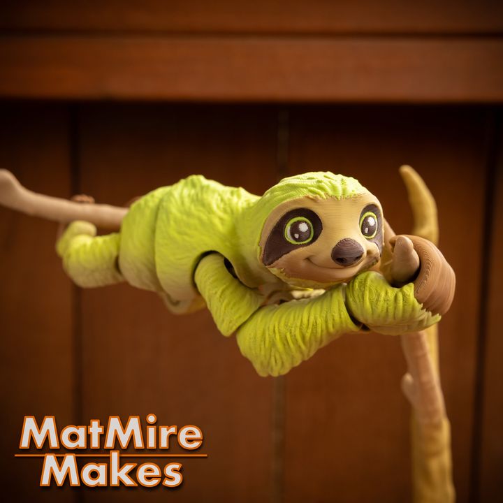 3D Printable Sloth plus Tree display, Articulated fidget figure, 3mf ...