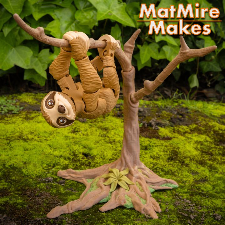 3D Printable Sloth plus Tree display, Articulated fidget figure, 3mf ...