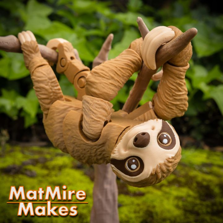 3D Printable Sloth plus Tree display, Articulated fidget figure, 3mf ...