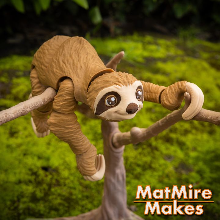 3D Printable Sloth plus Tree display, Articulated fidget figure, 3mf ...
