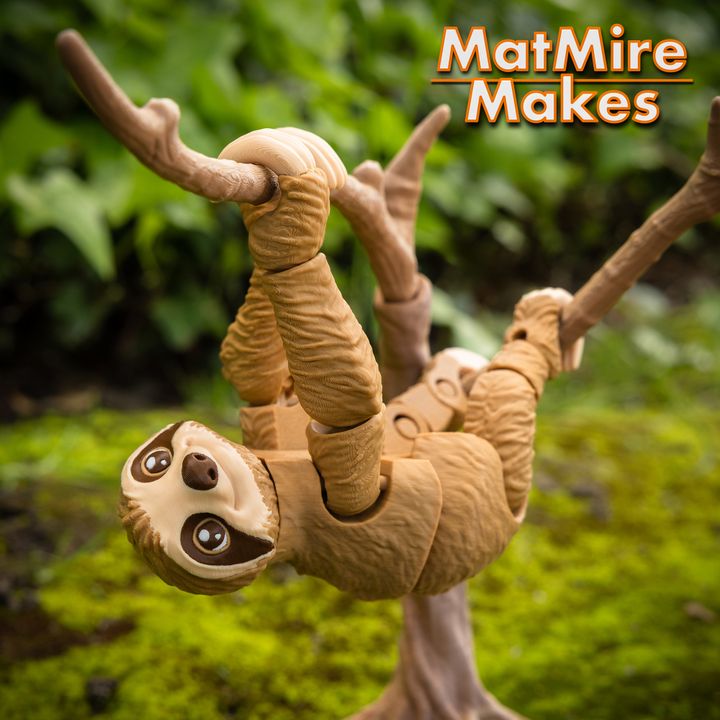 3D Printable Sloth plus Tree display, Articulated fidget figure, 3mf ...