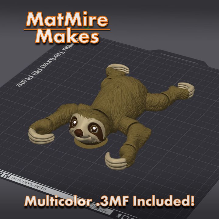 3D Printable Sloth plus Tree display, Articulated fidget figure, 3mf ...