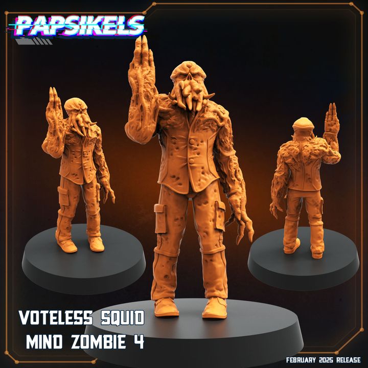 3D Printable VOTELESS SQUID MIND ZOMBIES by PAPSIKELS MINIATURES