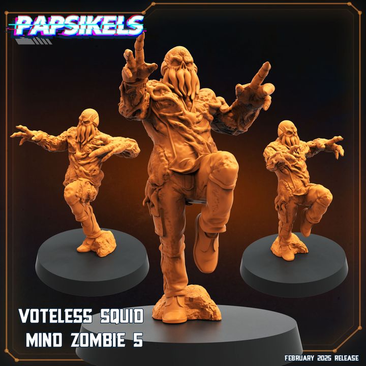 3D Printable VOTELESS SQUID MIND ZOMBIES by PAPSIKELS MINIATURES