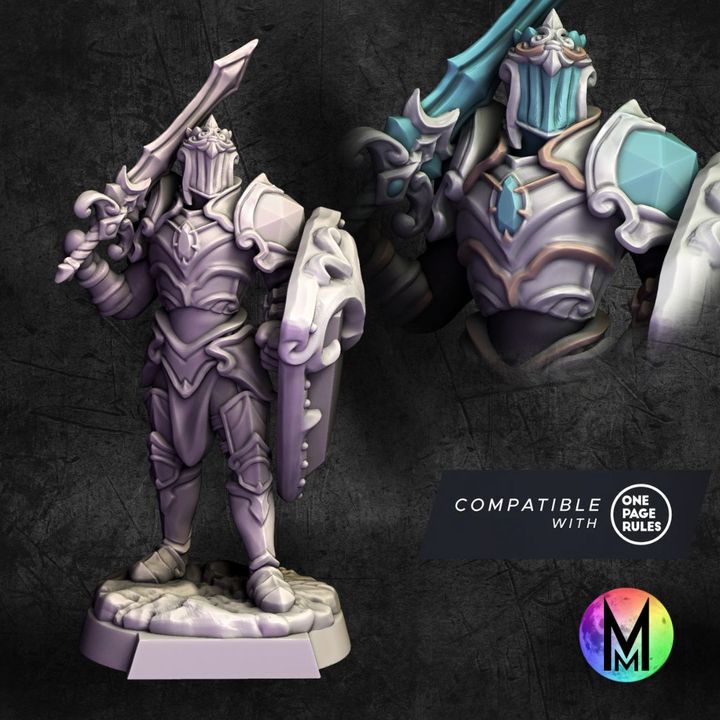 3D Printable Mirror Knight #5 - Knight with sword and shield (one page ...