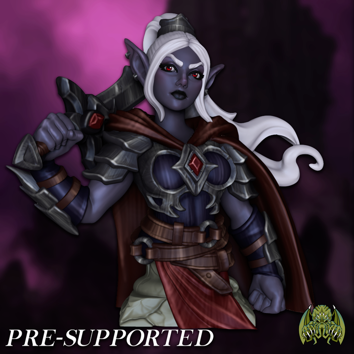 3D Printable [BUST] Drizara The Dark Elf Warrior [PRE-SUPPORTED] Female ...
