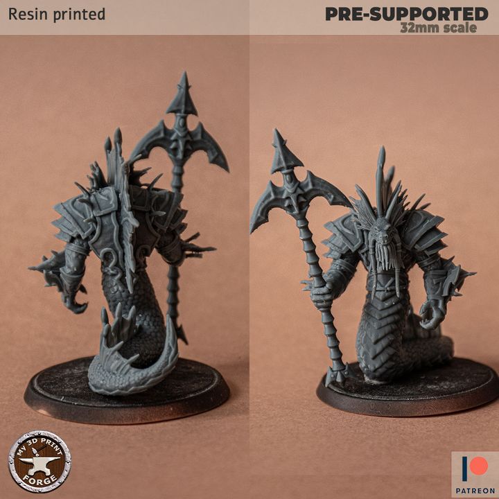 3D Printable Naga Guard with Weapon by My3DPrintForge