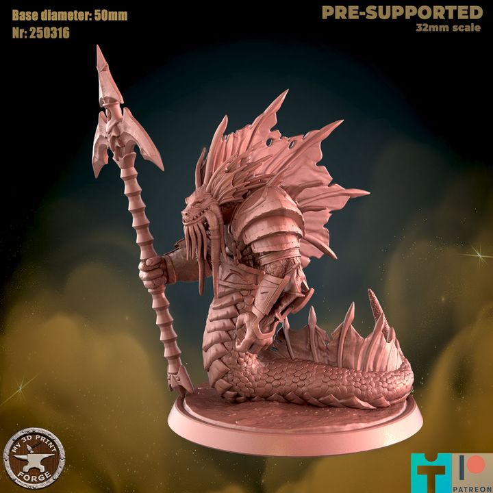 3D Printable Naga Guard with Weapon by My3DPrintForge