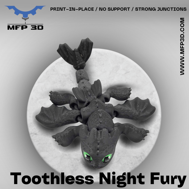3D Printable ARTICULATED TOOTHLESS NIGHT FURY MFP3D -NO SUPPORT - PRINT ...