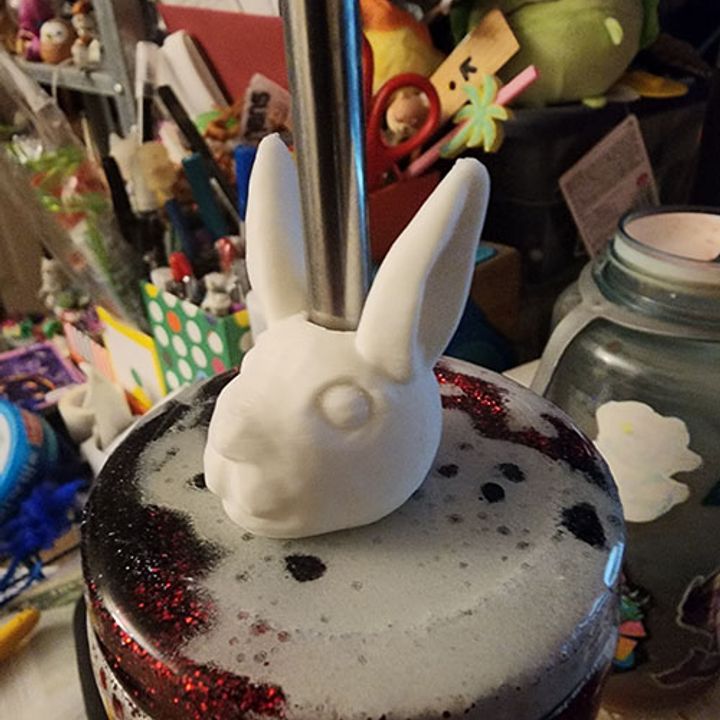 3D Printable Bunny Straw Topper by Ivy