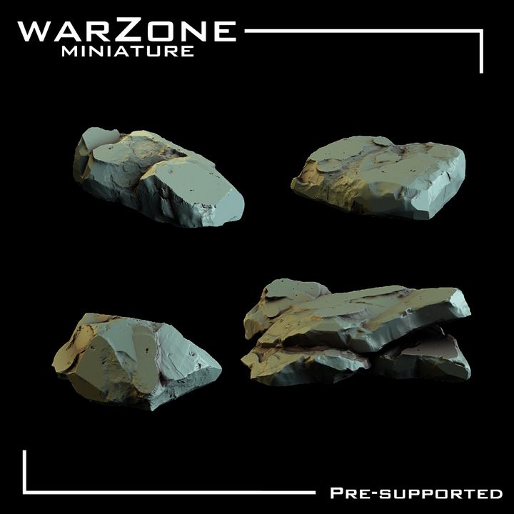 3D Printable Rock / Rocks Basing Bits Vol. 03 by WarZone Miniature