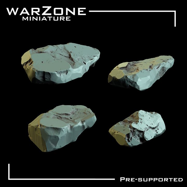 3D Printable Rock / Rocks Basing Bits Vol. 03 by WarZone Miniature