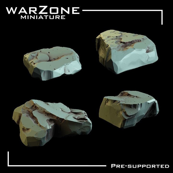 3D Printable Rock / Rocks Basing Bits Vol. 03 by WarZone Miniature