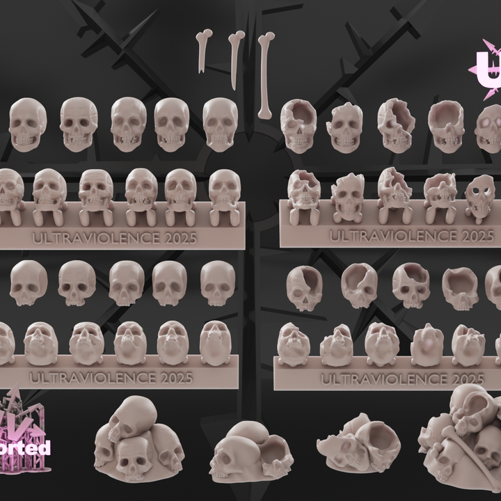 3D Printable skulls by UV minis