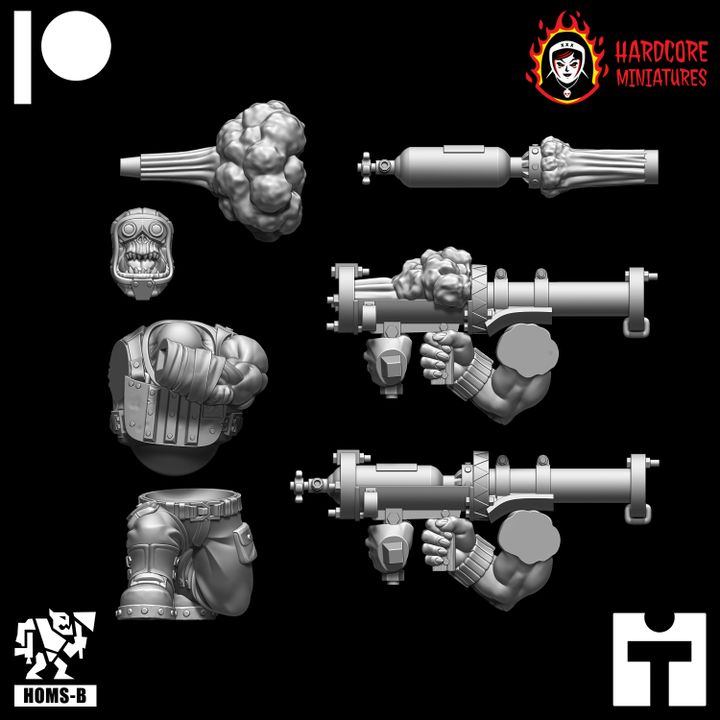 3D Printable Trench Raider Rocket Launcher Orc by Hardcore Miniatures