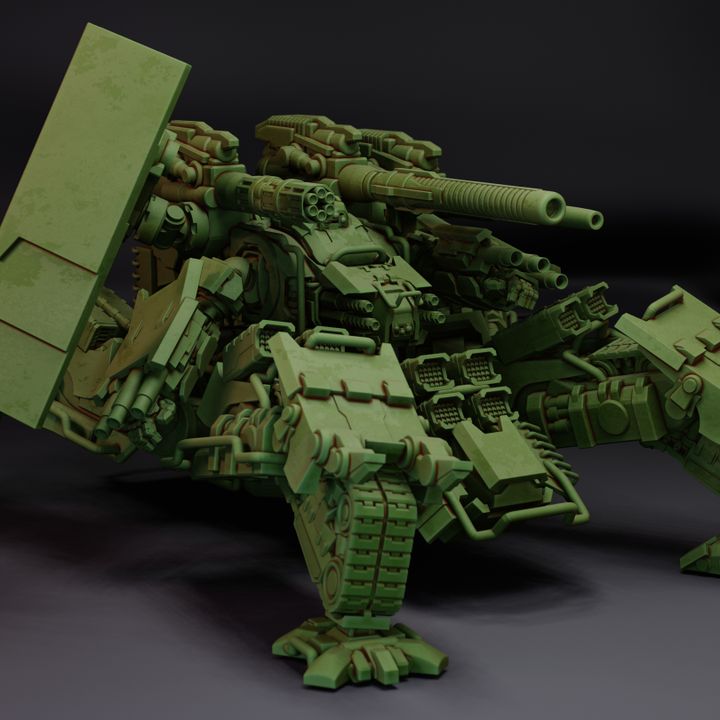 3D Printable Ares walker tank super heavy mech by Crimson Steel Mechworks