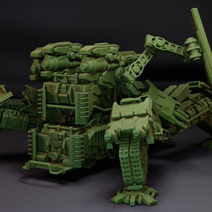 3D Printable Ares walker tank super heavy mech by Crimson Steel Mechworks