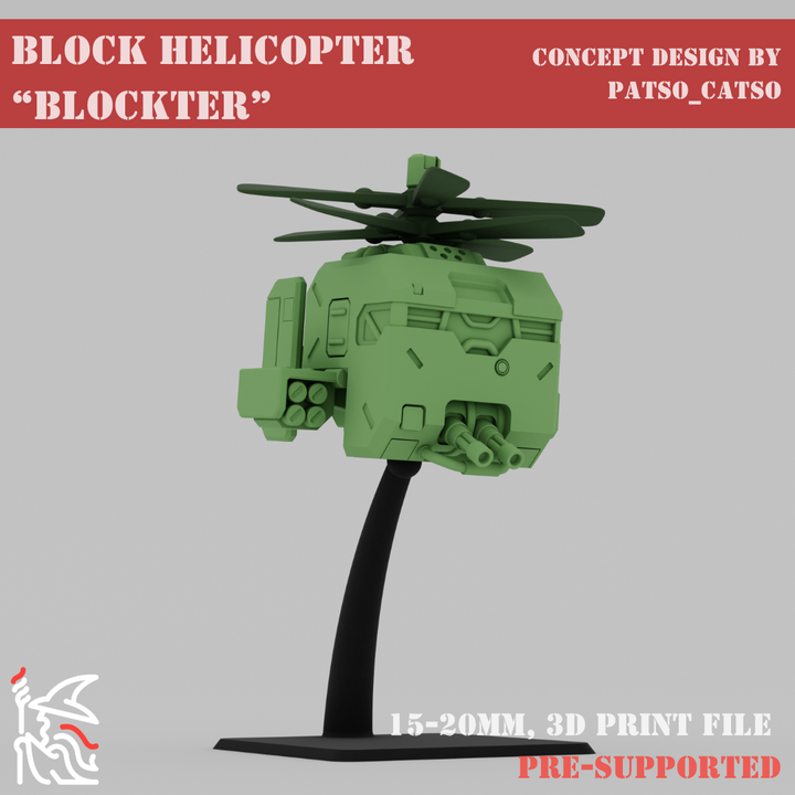 3D Printable [Block State] Helicopter "Blockter" by Filamentio