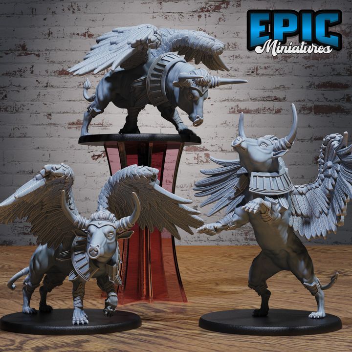 3D Printable Winged Red Bull Beast Set / Minotaur Animal / Taurus ...