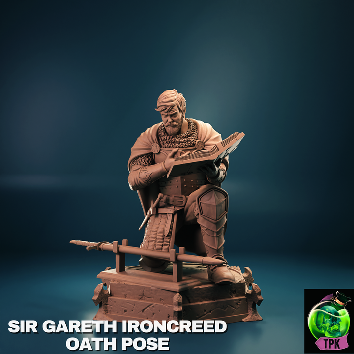 3D Printable Sir Gareth Ironcreed Oath Pose by TPK Lab