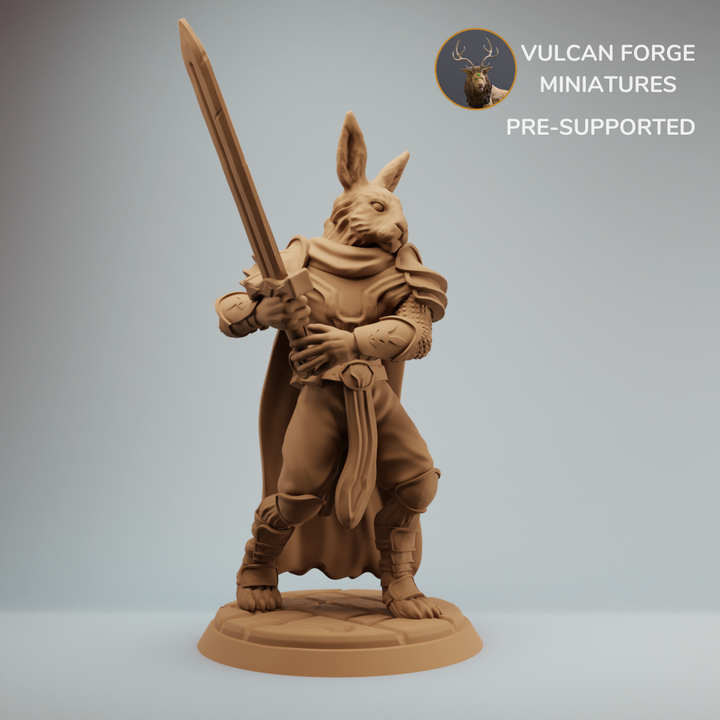 3D Printable Harengon Rabbit Folk Knight or Paladin with sword - Pre ...