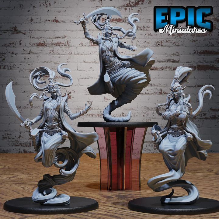 3D Printable Djinni Female Set / Lamp Genie / Air Elemental / Oriental ...