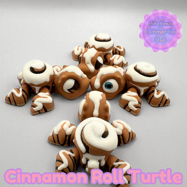 3D Printable Cinnamon Roll Turtle Flexi (Commercial Use) by ChibiBestiary