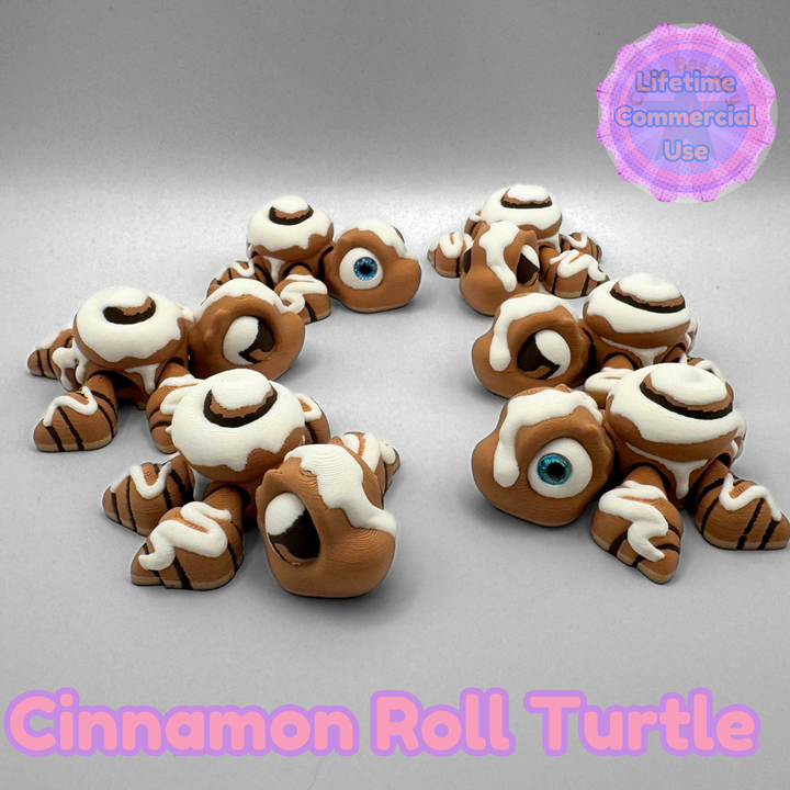 3D Printable Cinnamon Roll Turtle Flexi (Commercial Use) by ChibiBestiary